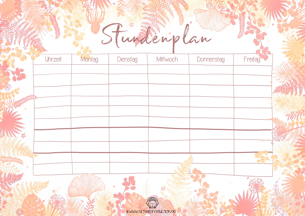Freebie - Stundenplan"Botanical" zum selbst Ausdrucken | schafproduction